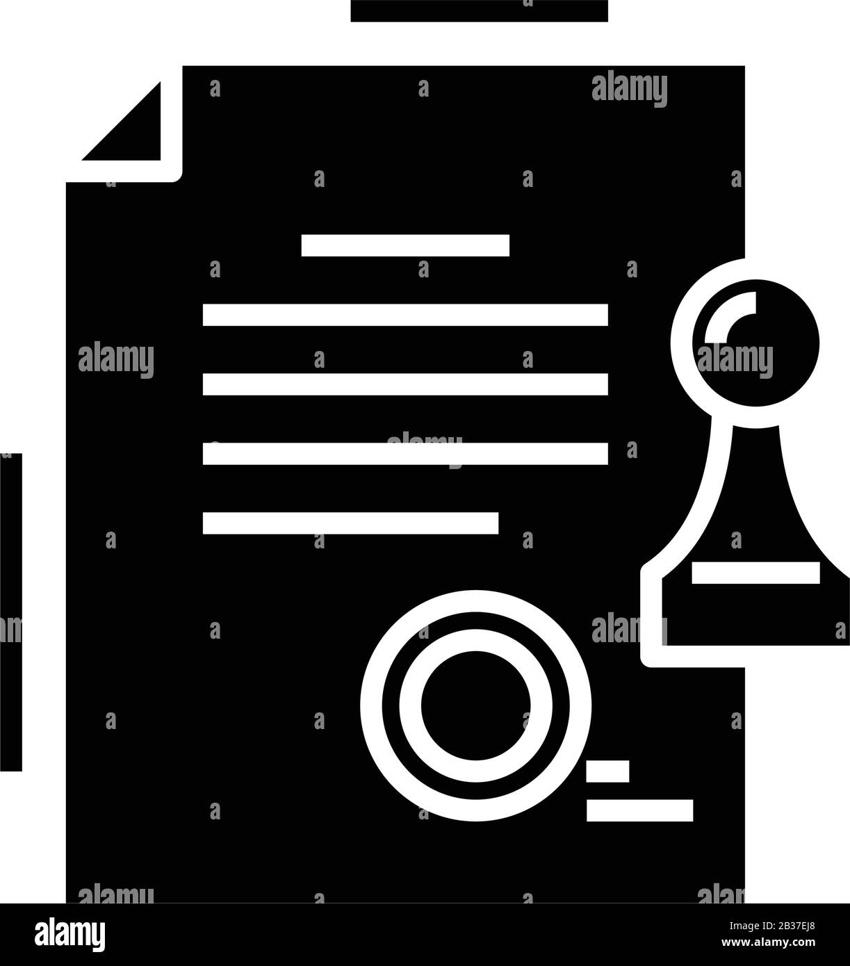 Official document black icon, concept illustration, vector flat symbol ...