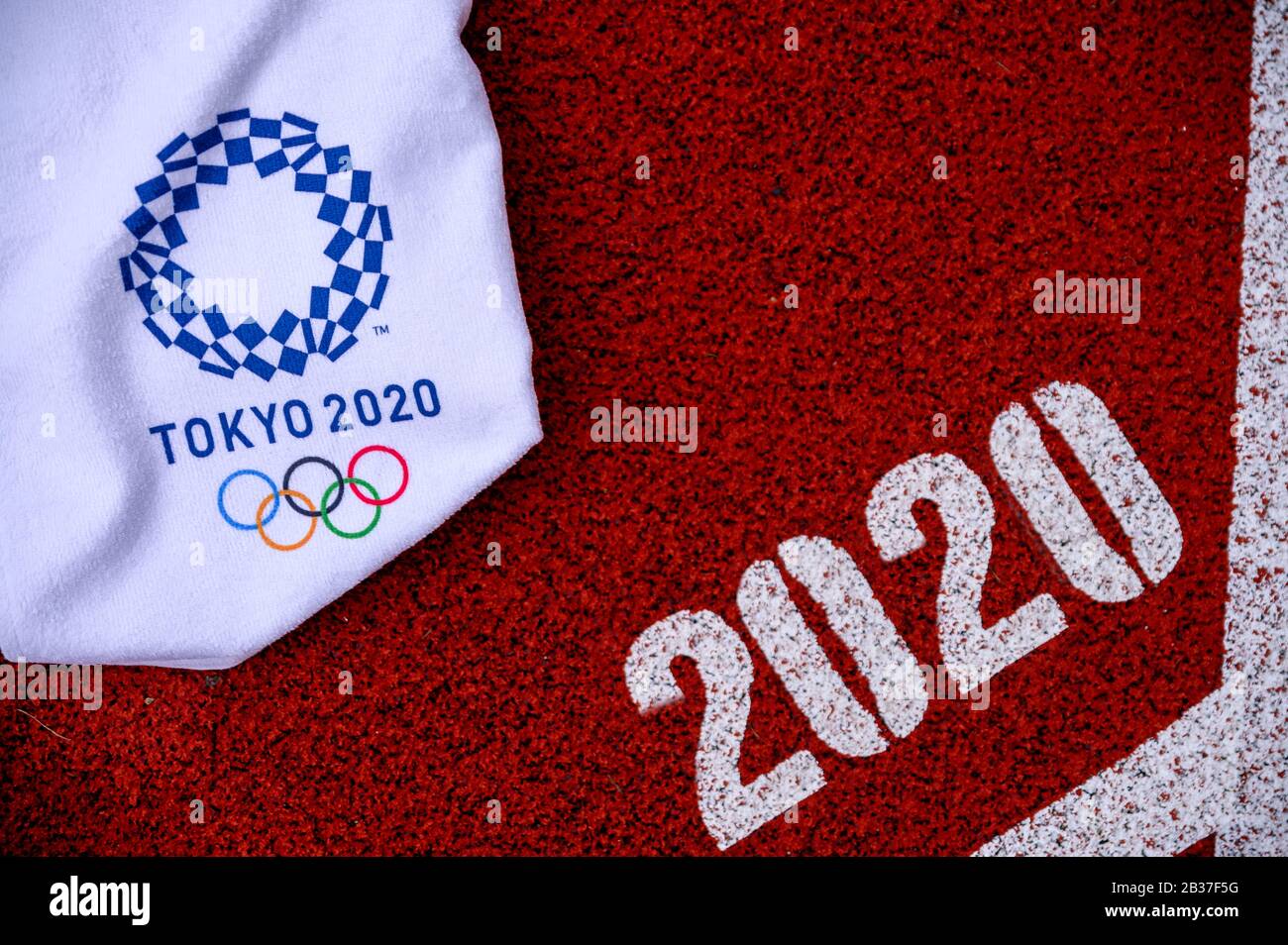 TOKYO, JAPAN, MARCH 5. 2020: Tokyo 2020 summer olympic game background ...