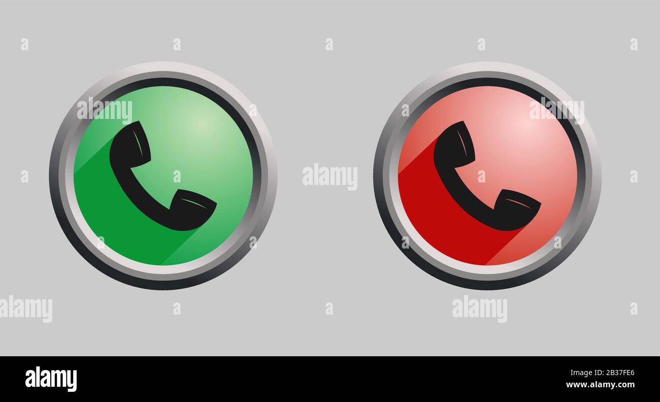 Vector image of red and green round buttons with phone handset isolated ...
