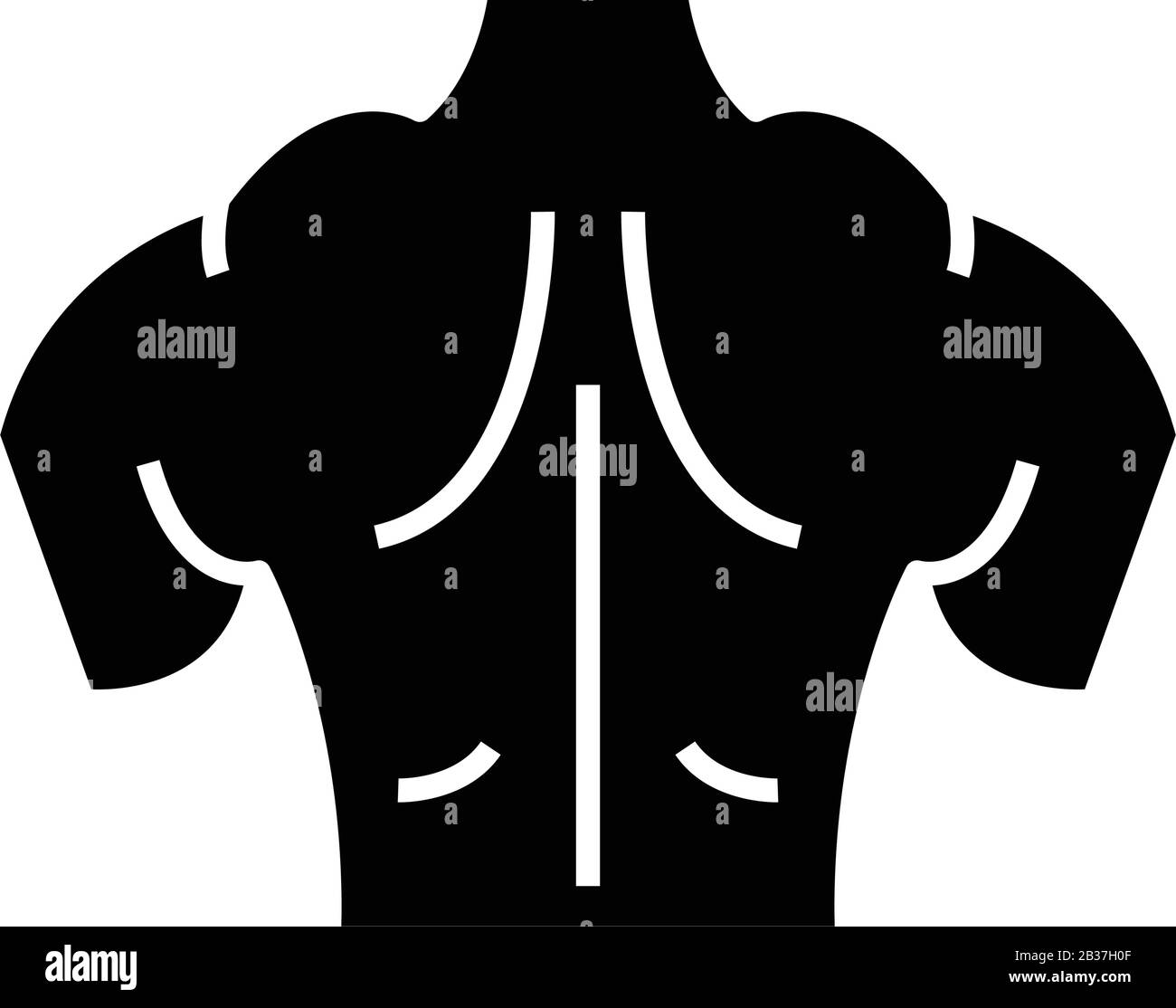 Muscular back black icon, concept illustration, vector flat symbol ...