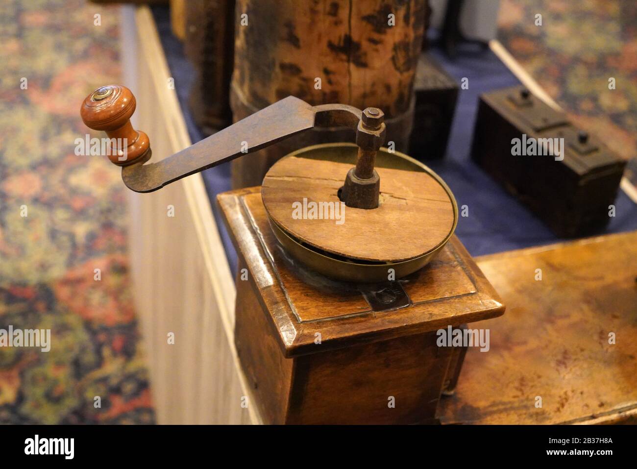 Old-fashioned manual coffee making tools Stock Photo - Alamy