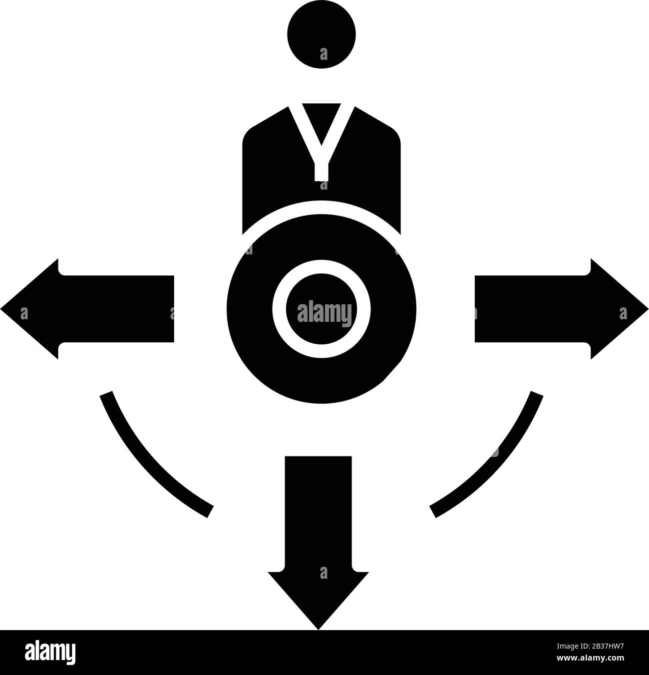 Multitasking position black icon, concept illustration, vector flat ...