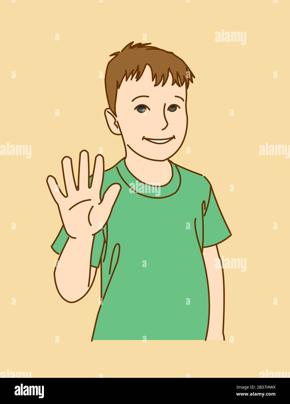 high five! A smiling boy shows an open palm Stock Vector Image & Art ...