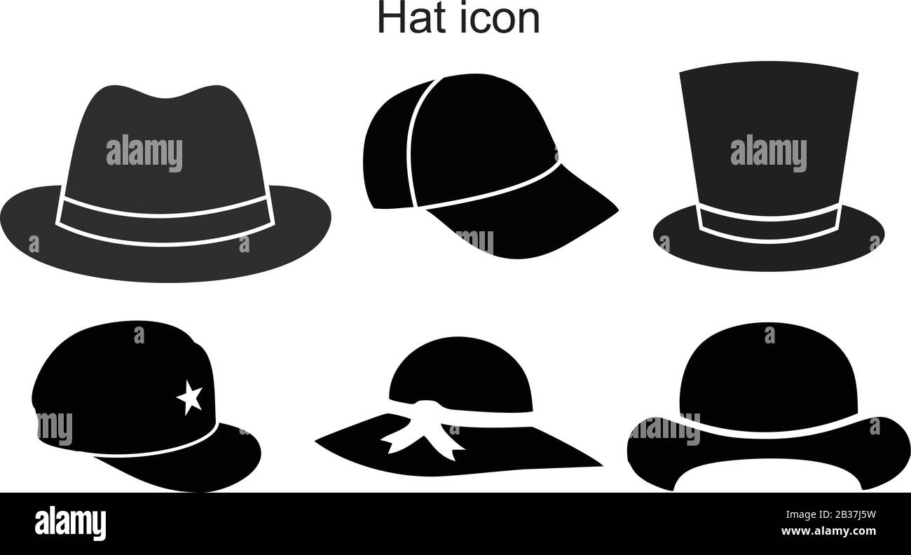 Hat icon template black color editable. Hat icon symbol Flat vector ...