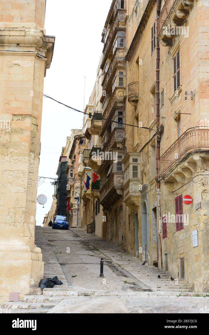 The streets of Valletta in Malta Stock Photo - Alamy