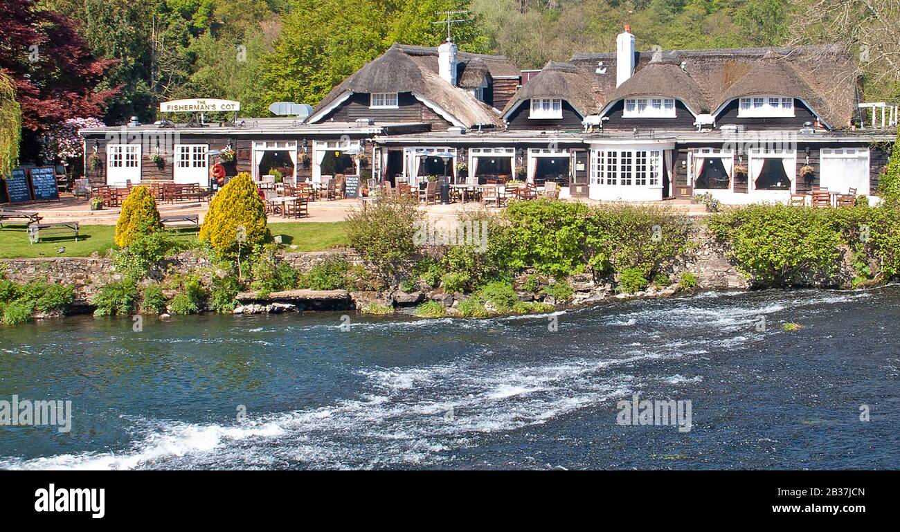 Fishermans Cot an old thatched roof riverside Pub Inn operated by ...