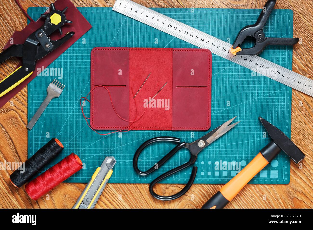 Home leather craft equipment for making handmade leather products. Set ...