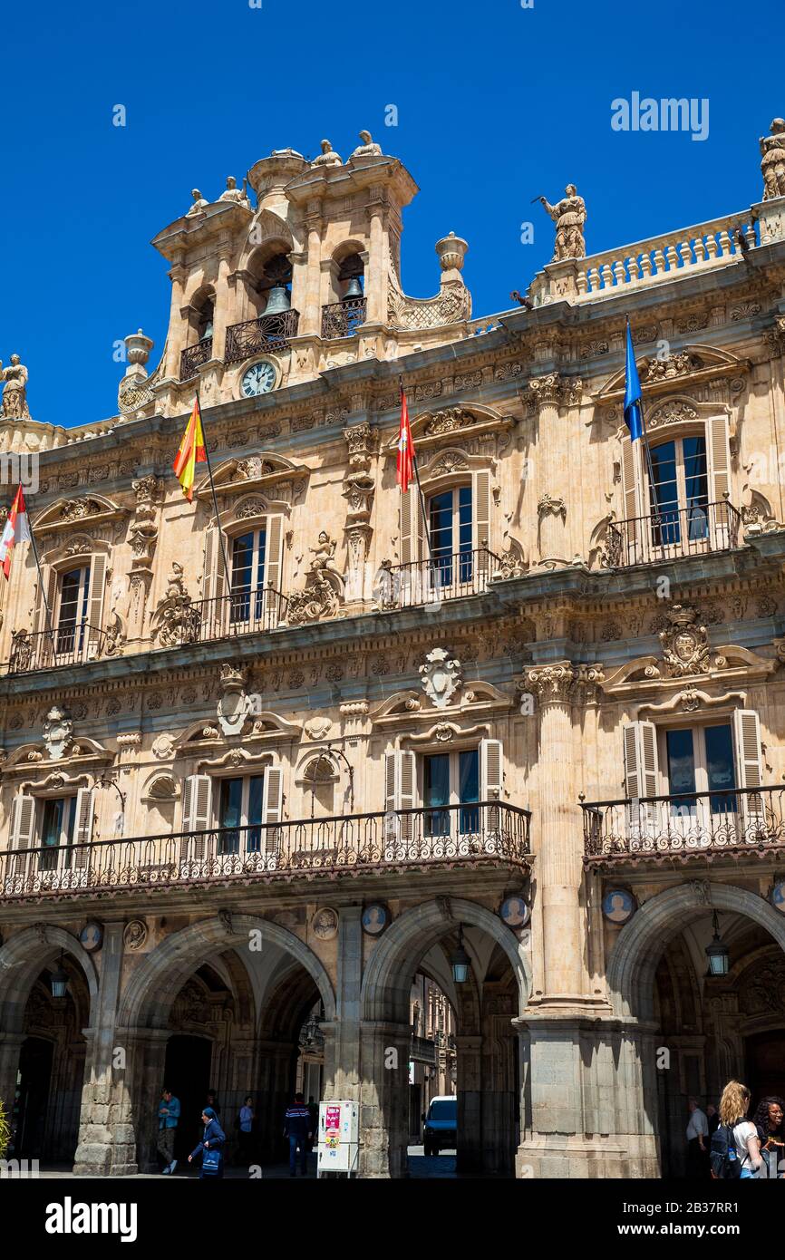 SALAMANCA, SPAIN - MAY, 2018: View of the beautiful antique buildings ...