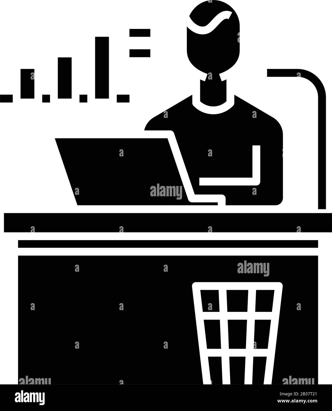 Office worker black icon, concept illustration, vector flat symbol ...