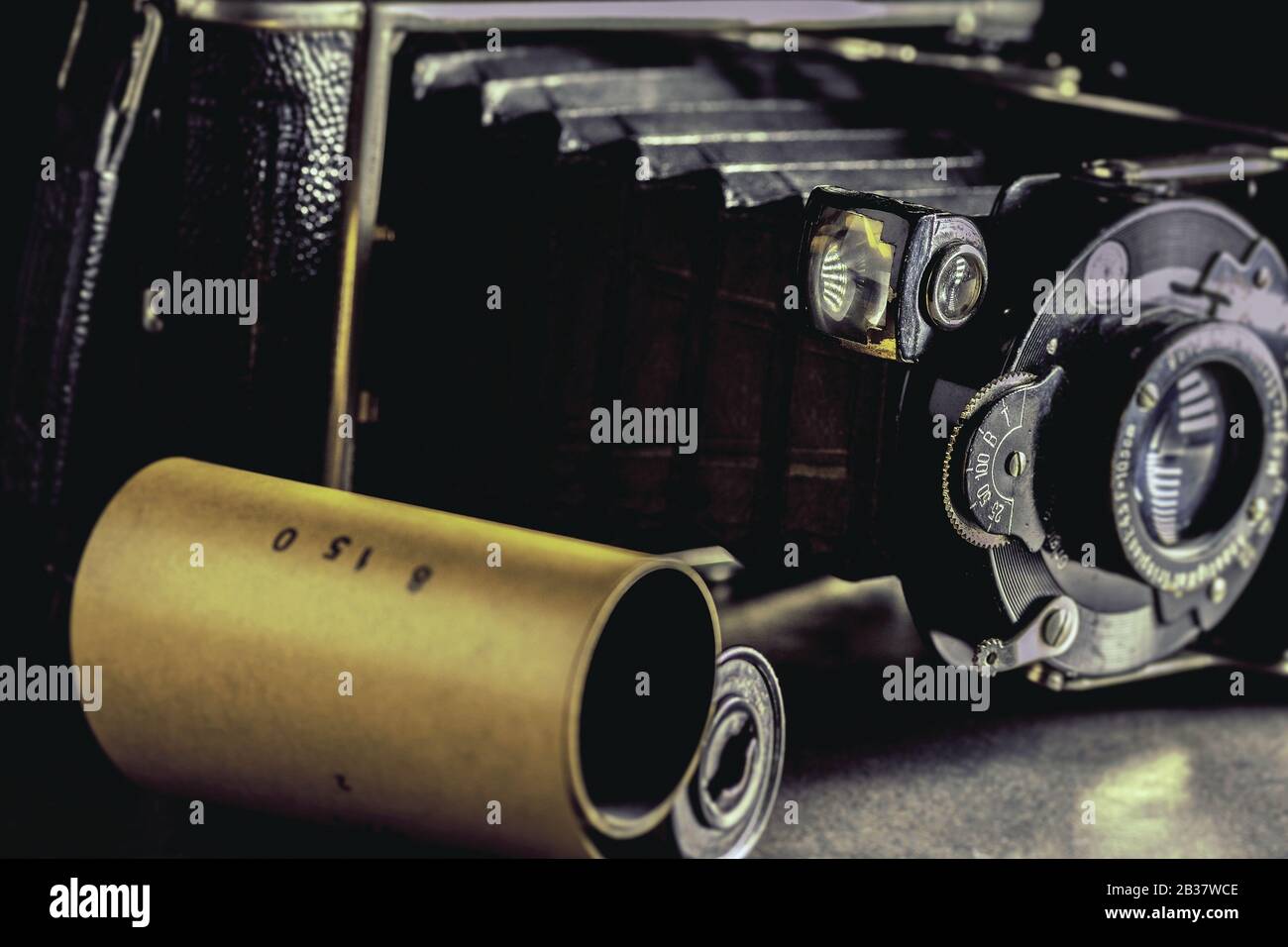 ancient camera with film - close up Stock Photo - Alamy
