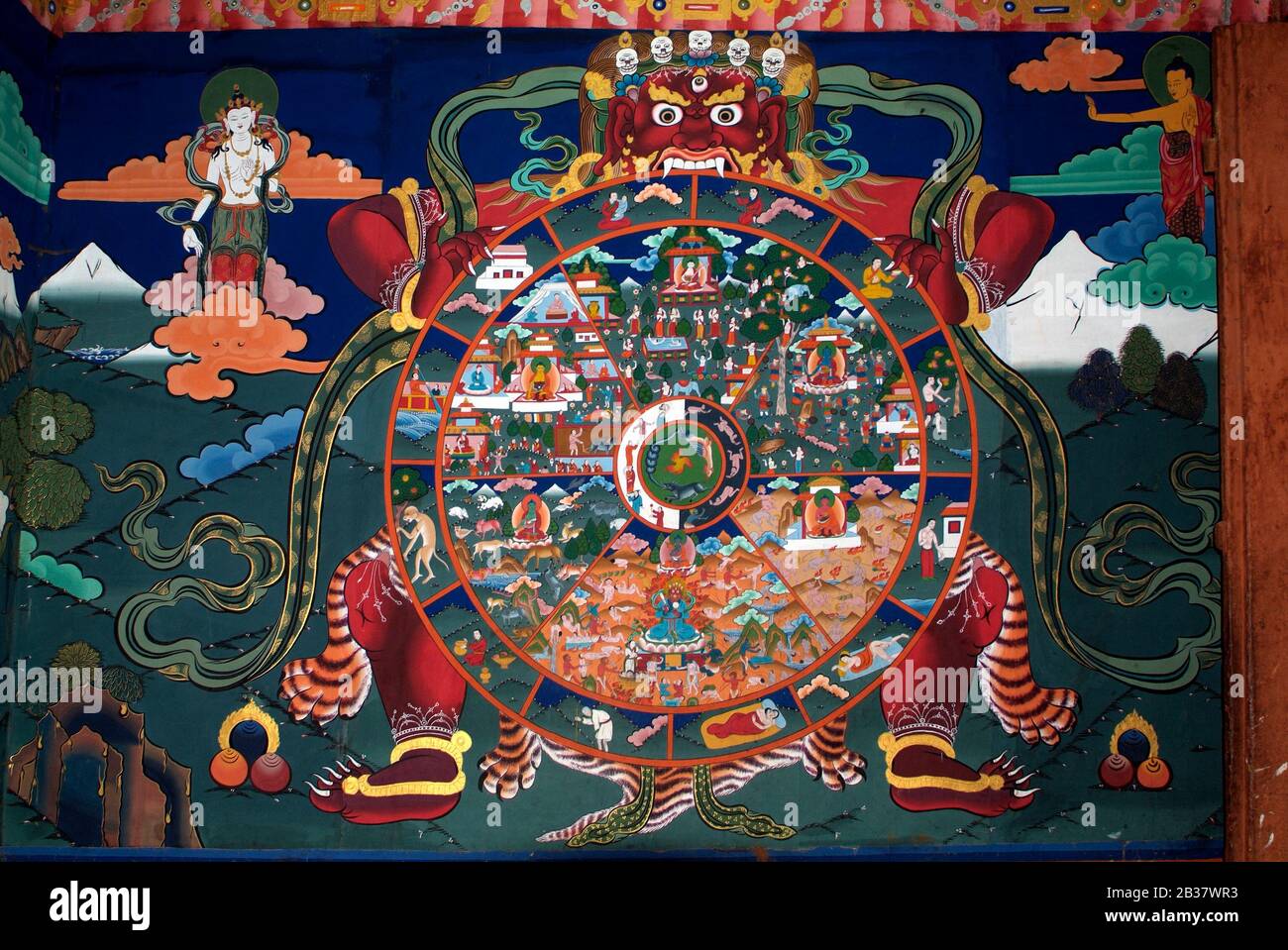 Bhutan, religious painting in Paro Dzong Stock Photo - Alamy