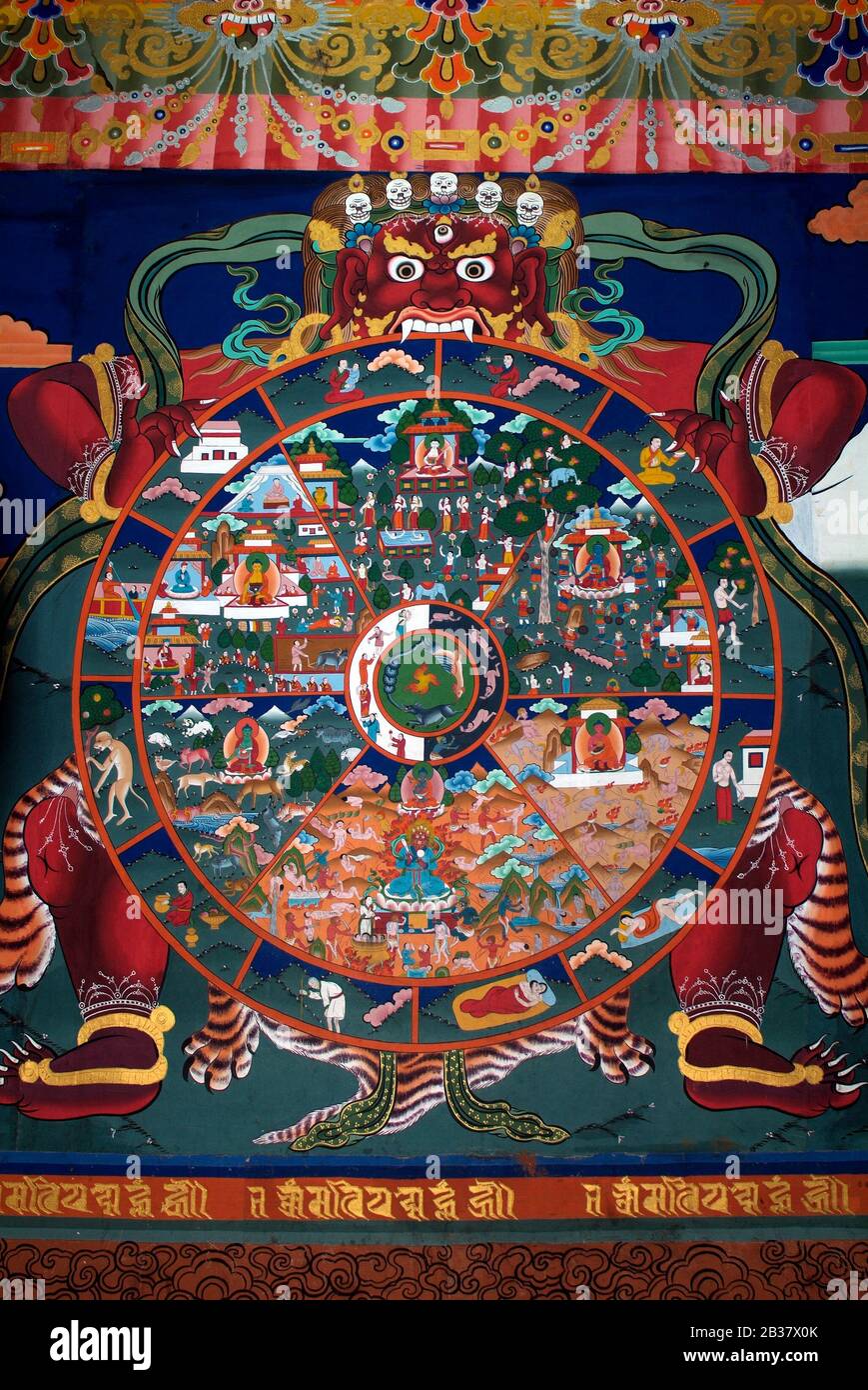Bhutan, religious painting in Paro Dzong Stock Photo - Alamy