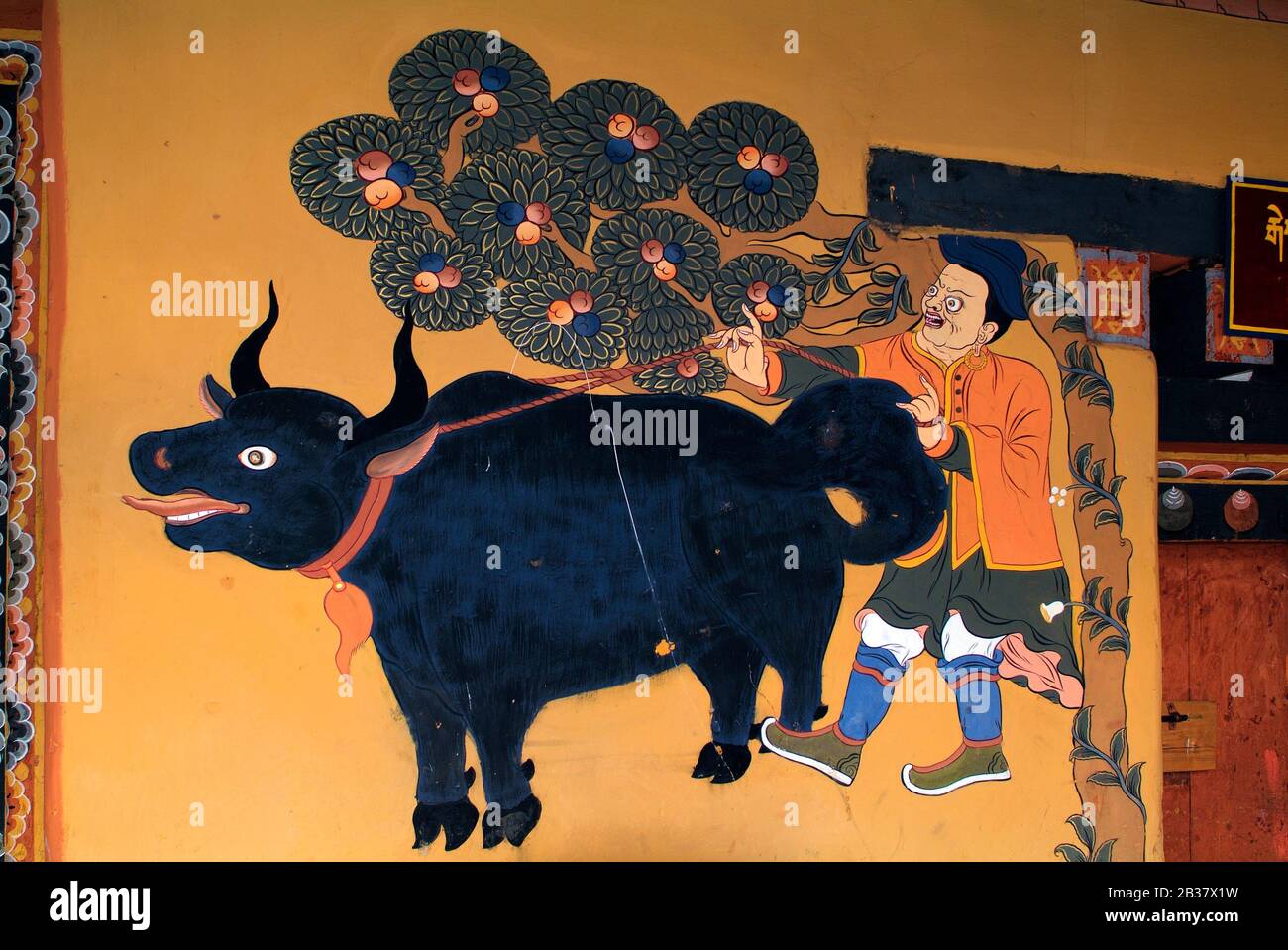 Bhutan, religious painting in Paro Dzong Stock Photo - Alamy