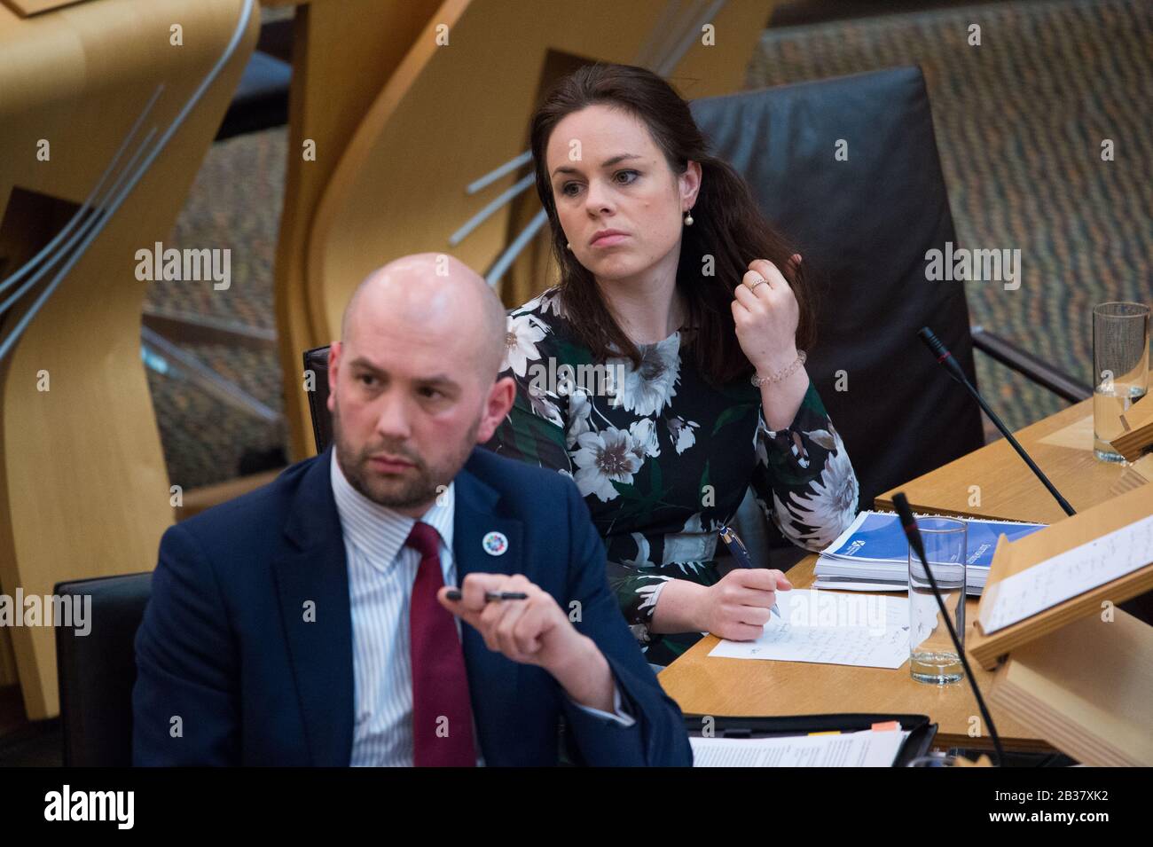 Edinburgh, UK. 4th Mar, 2020. Pictured: (left) Ben MacPherson MSP ...
