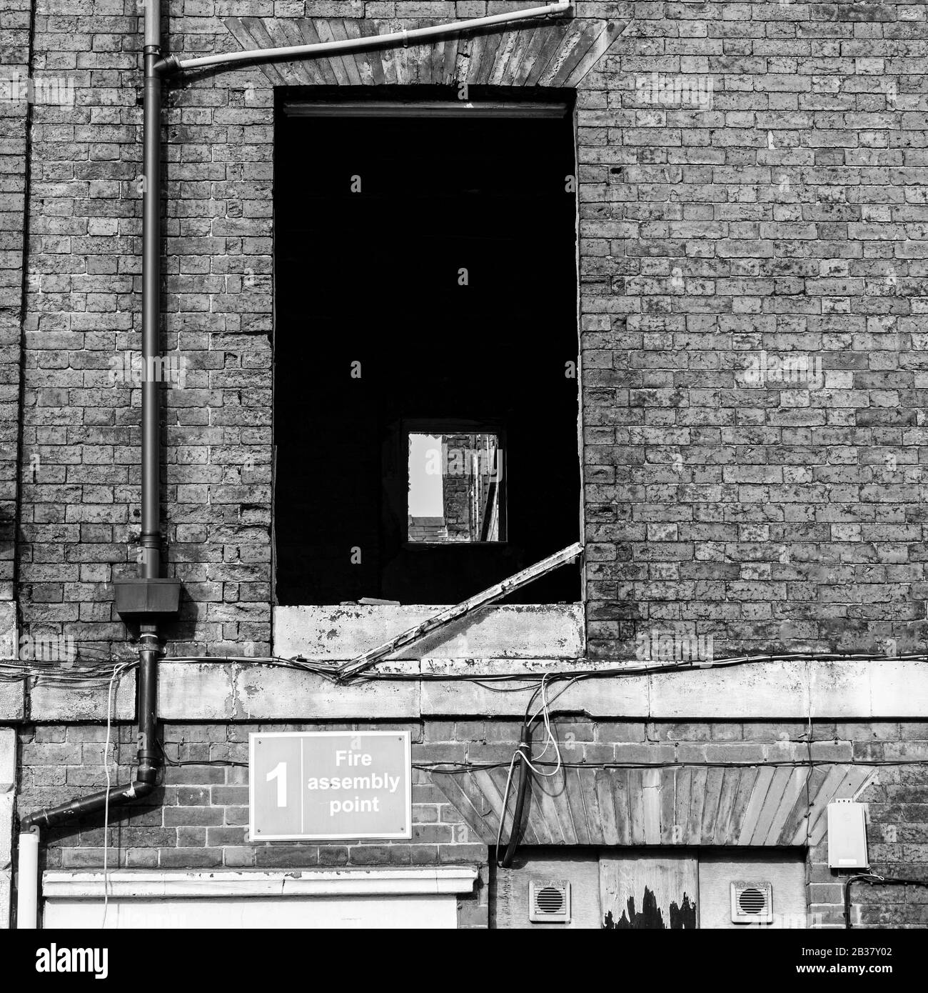 Fire assembly point Black and White Stock Photos & Images - Alamy