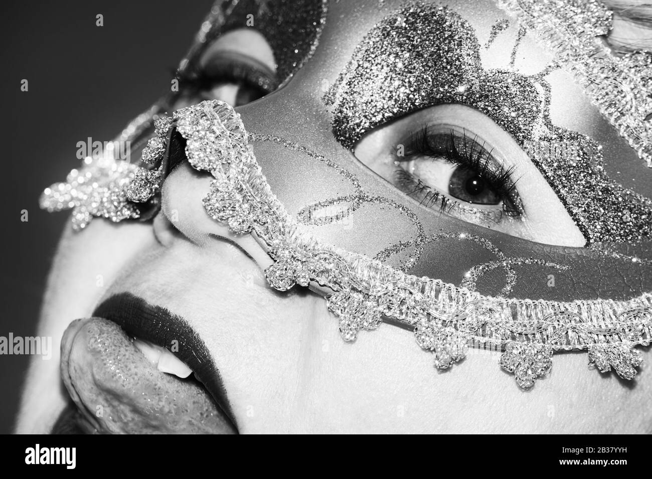 Woman venetian mask costume Black and White Stock Photos & Images - Alamy