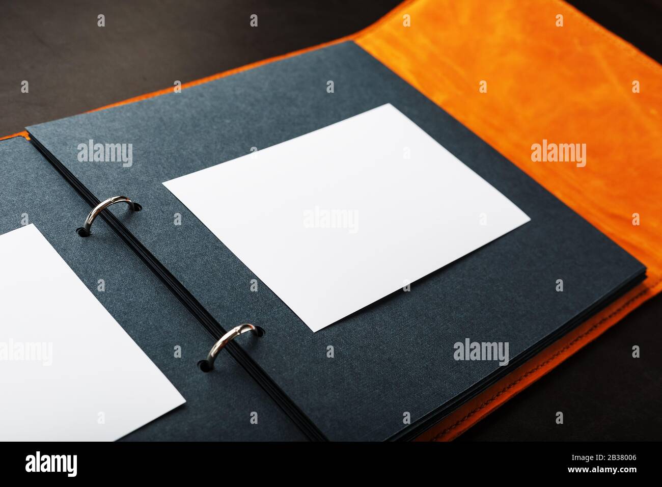 Album with empty space for photos, free space on photo paper with dark ...