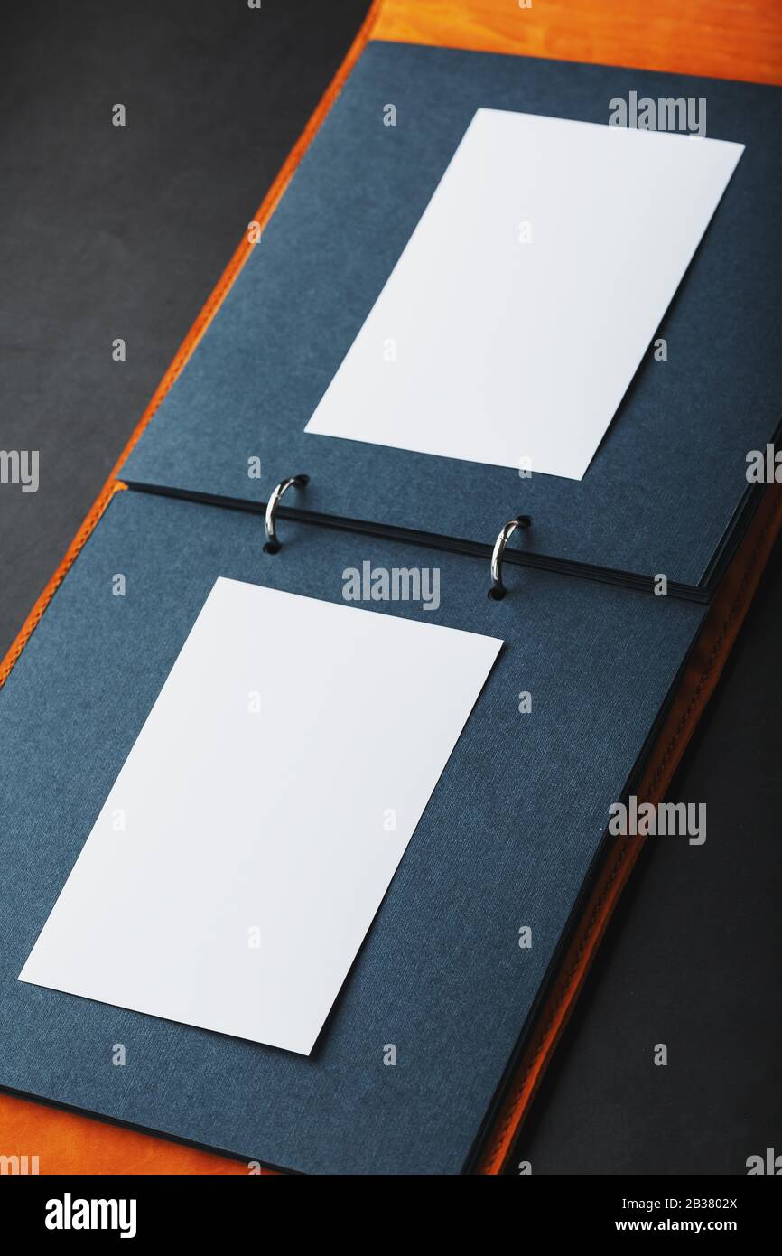 Album with empty space for photos, free space on photo paper with dark ...