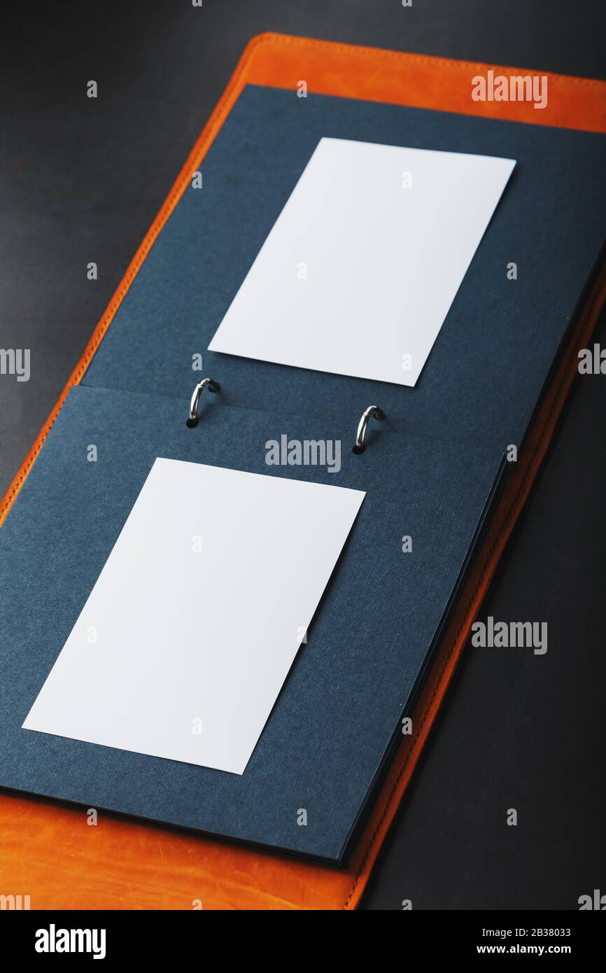Album with empty space for photos, free space on photo paper with dark ...