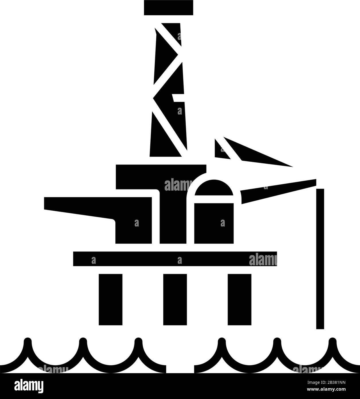 Oil platform black icon, concept illustration, vector flat symbol ...