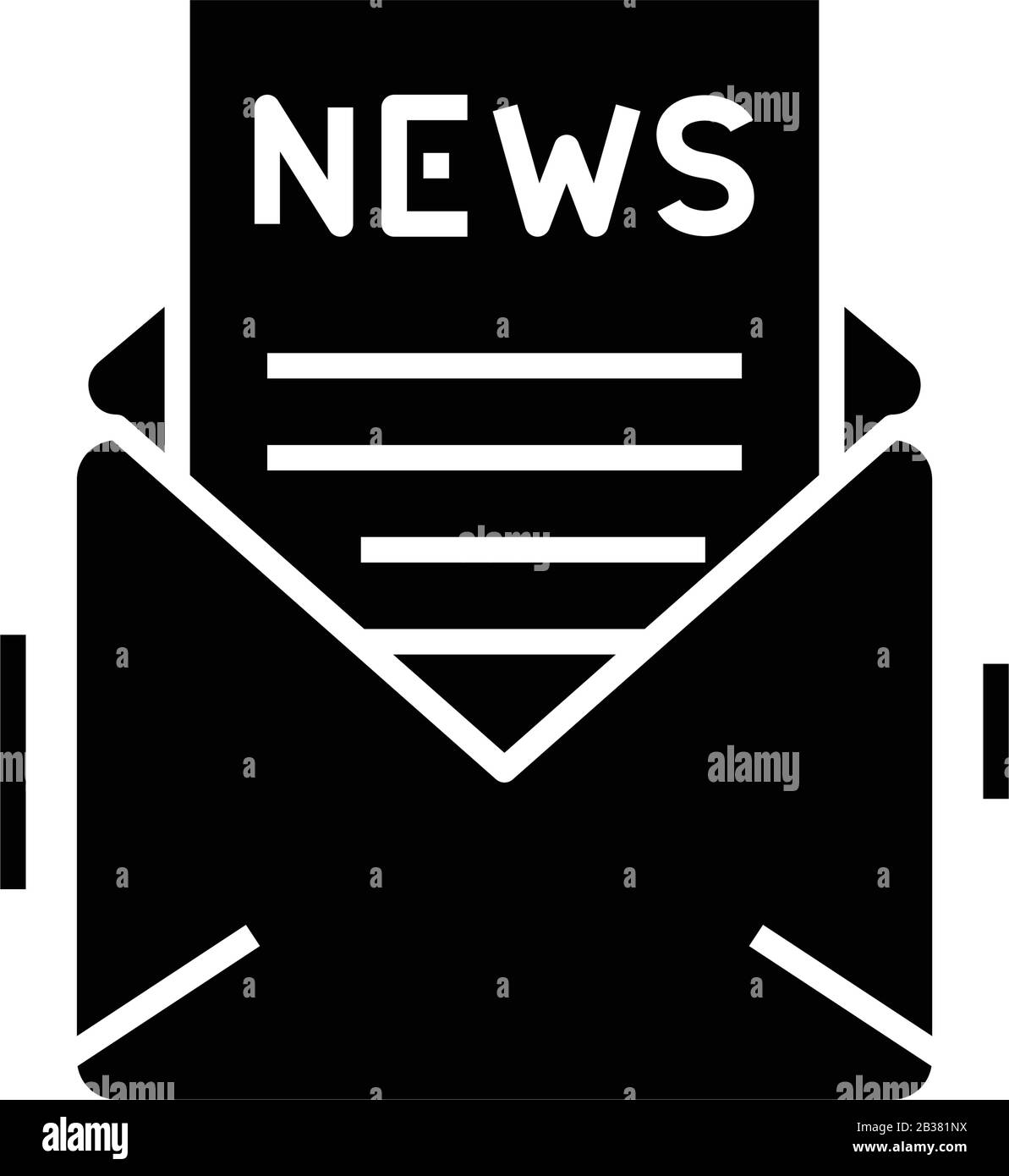 Newletter black icon, concept illustration, vector flat symbol, glyph ...