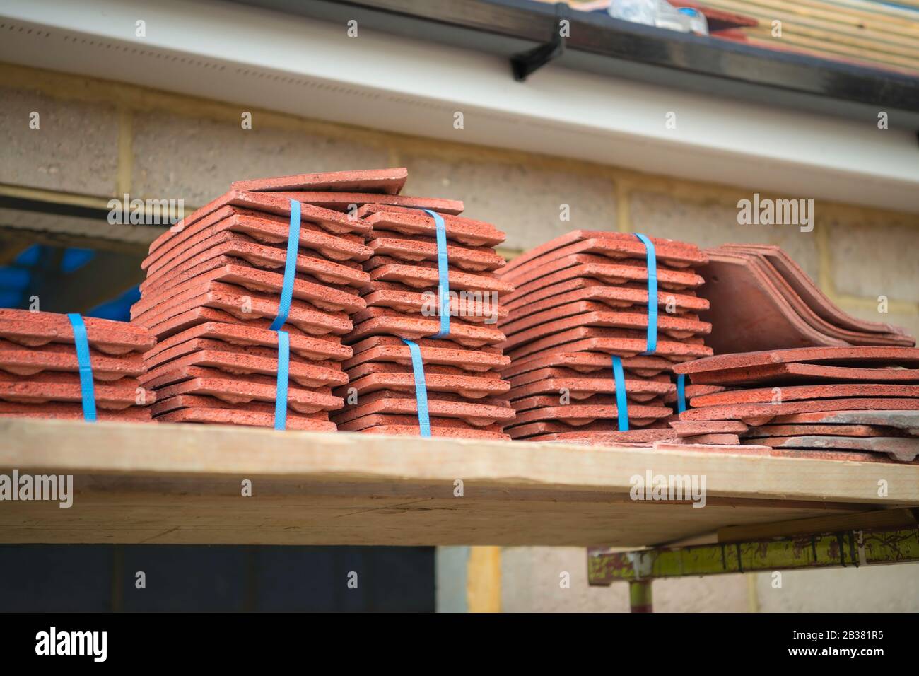 House roof tiles delivery Stock Photo - Alamy
