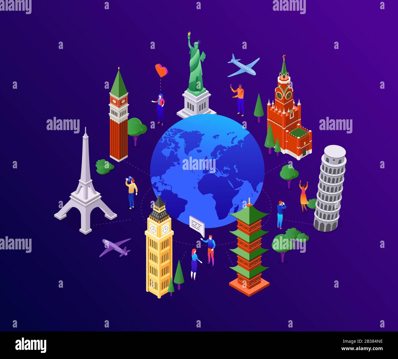 Travel around the world - colorful isometric illustration Stock Vector ...