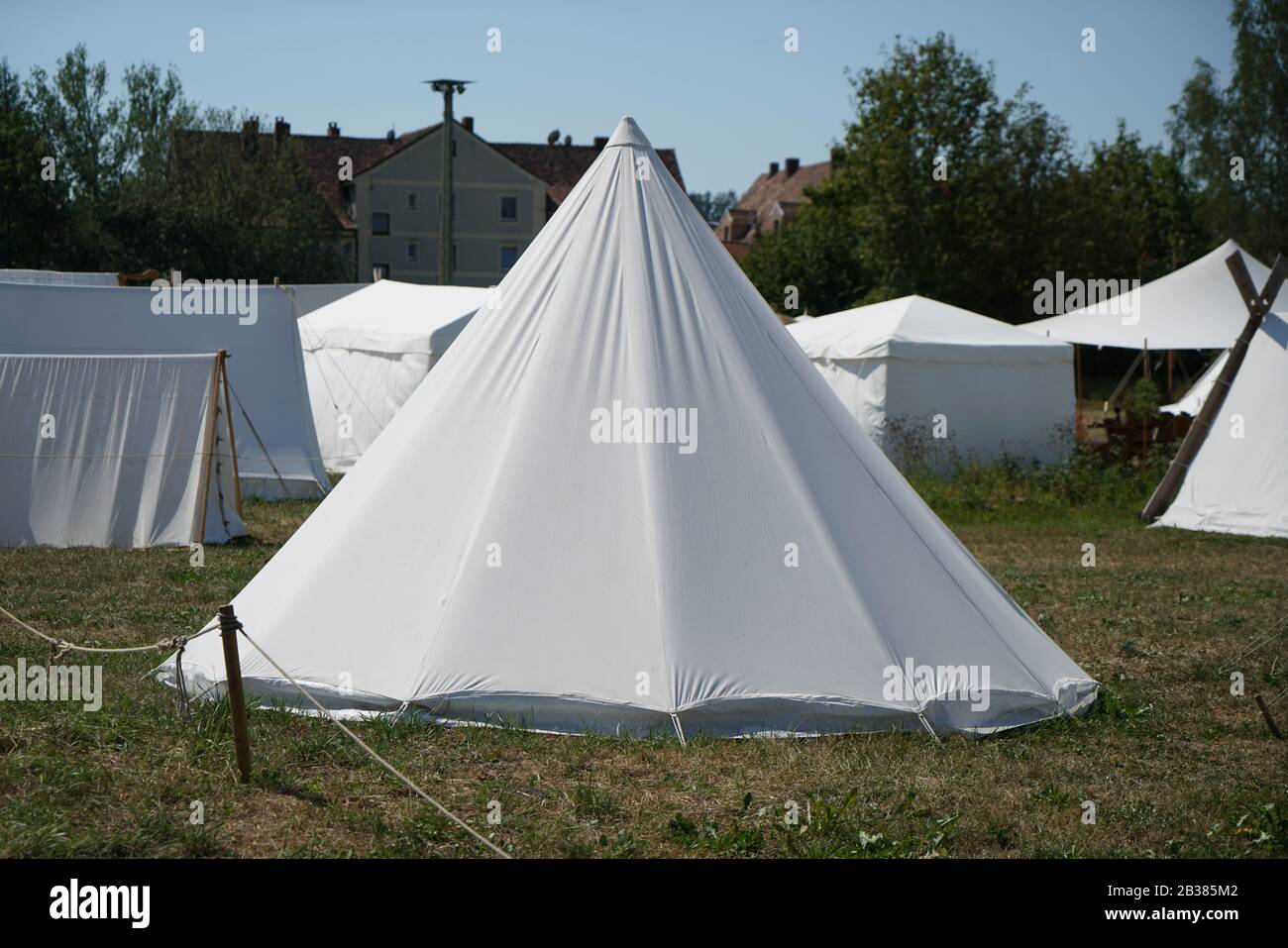 Impressions of a camp life on a medieval festival in Germany Stock ...
