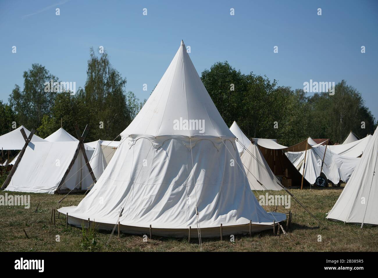 Impressions of a camp life on a medieval festival in Germany Stock ...