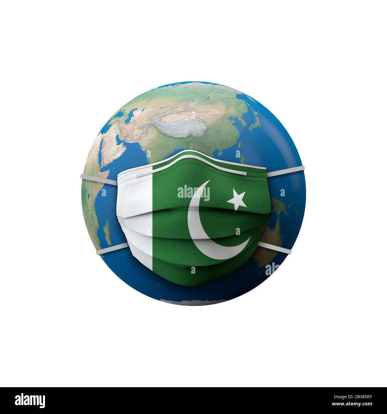 Pakistan flag protective medical mask. 3D Rendering Stock Photo - Alamy