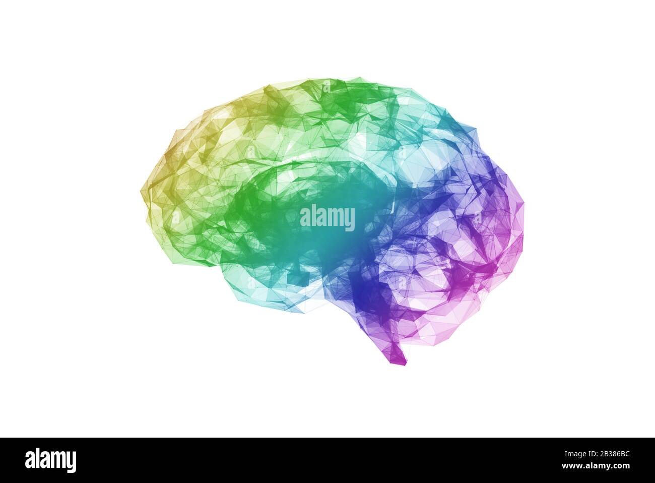 Brain low polygon, Idea concept, isolated on white background, 3d ...