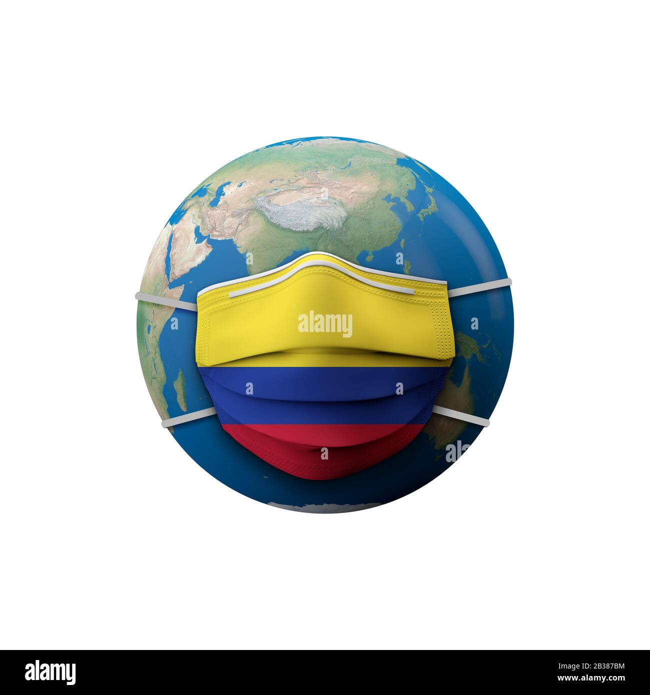 Colombia flag protective medical mask. 3D Rendering Stock Photo - Alamy