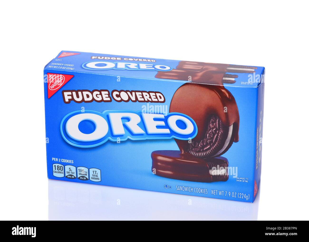 IRVINE, CALIFORNIA - 28 SEPT 2019: A box of Fudge Covered Oreo cookies ...