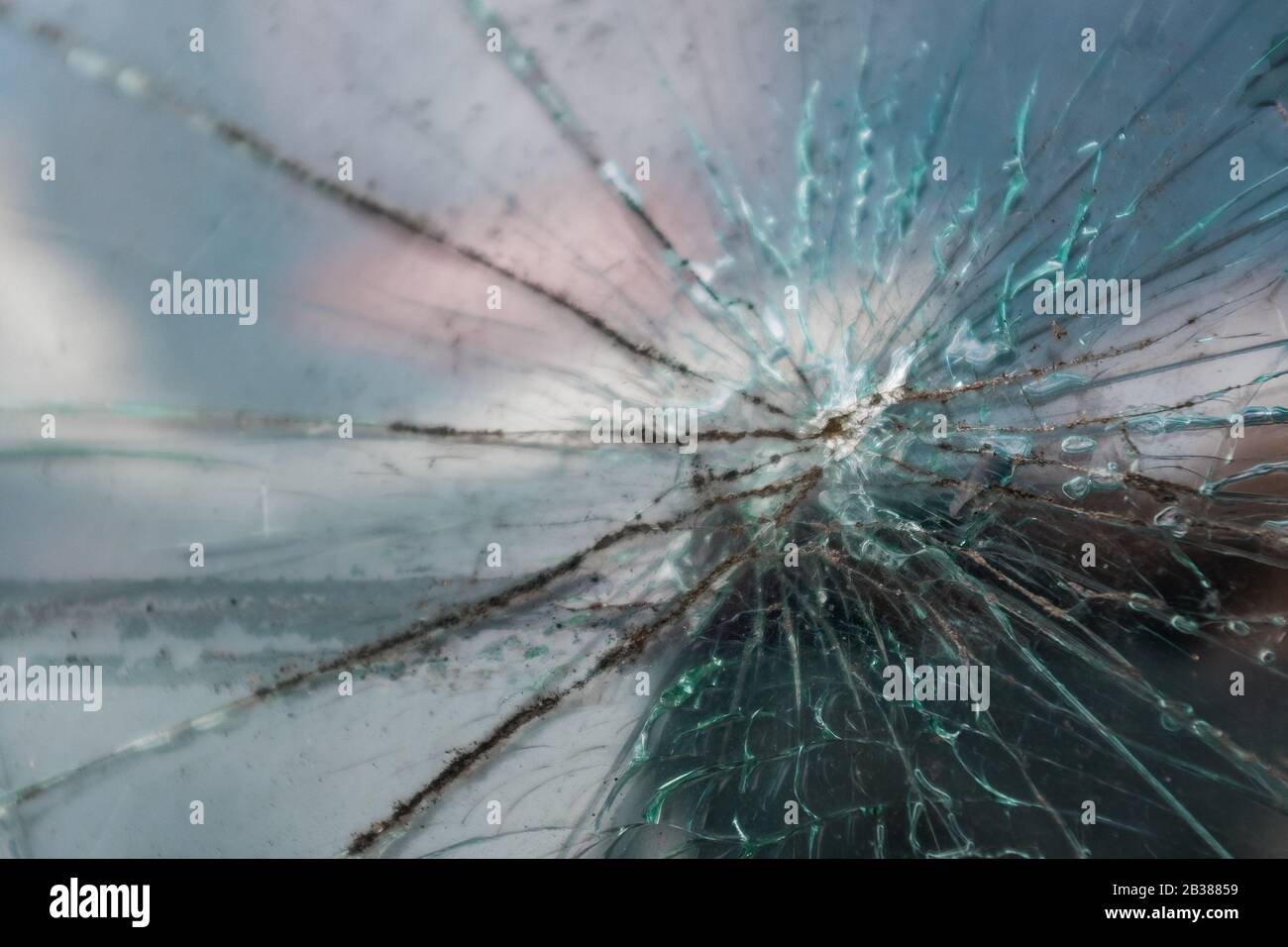 Crack on the windshield of the car glass. Damage from a flying stone ...