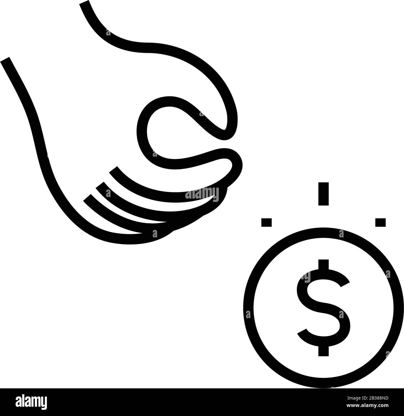 Without money line icon, concept sign, outline vector illustration ...