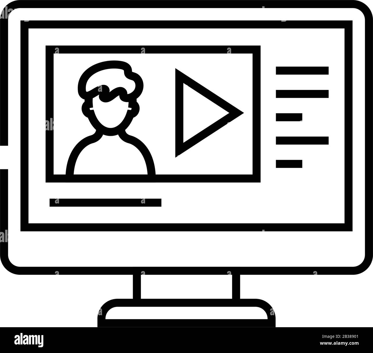 Video summary line icon, concept sign, outline vector illustration ...