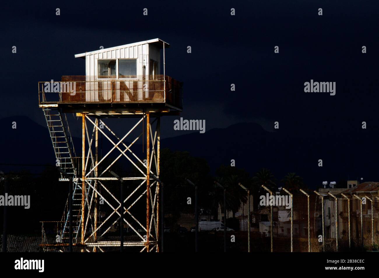 20 Feb 2020 - Nicosia, Cyprus: United Nations guard tower in the "Green ...