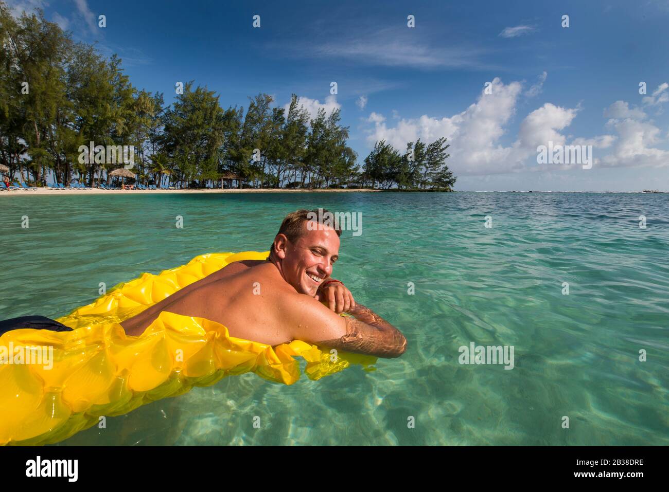 Honduras, Roatan Island, Fantasy Island Resort, Caribbean. Man floating ...