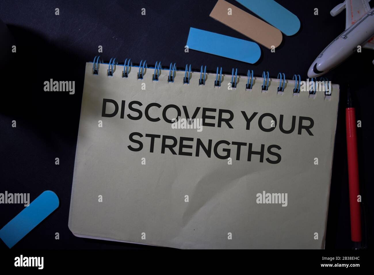 Discover Your Strengths write on a book isolated on Office Desk Stock ...