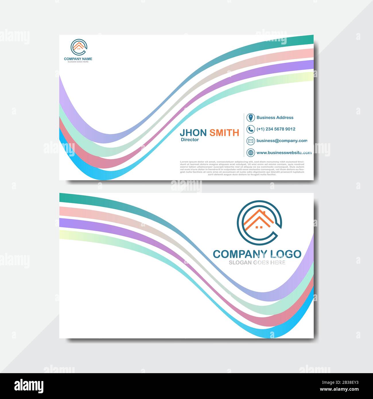 Double-sided business card template. Flat Design Vector Illustration ...