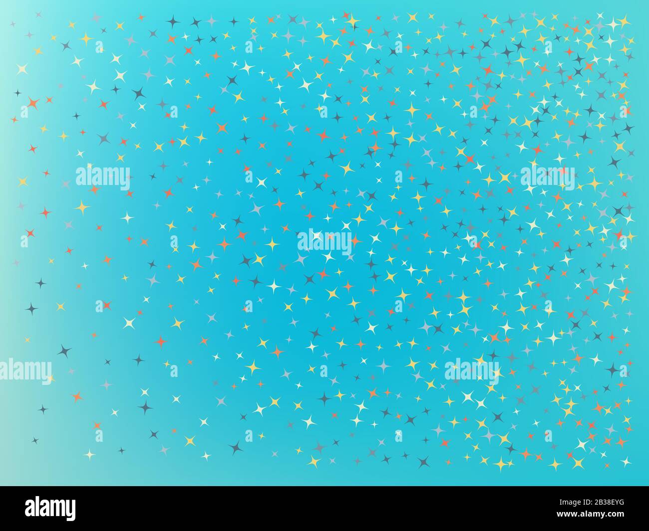Cyan color background. Stars confetti. Ordinary colorific theme ...