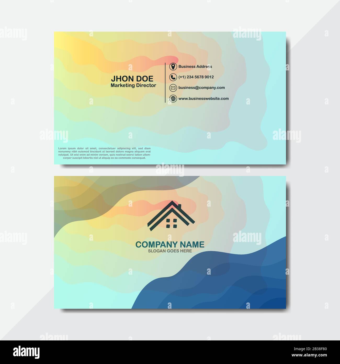 Double-sided business card template. Flat Design Vector Illustration ...