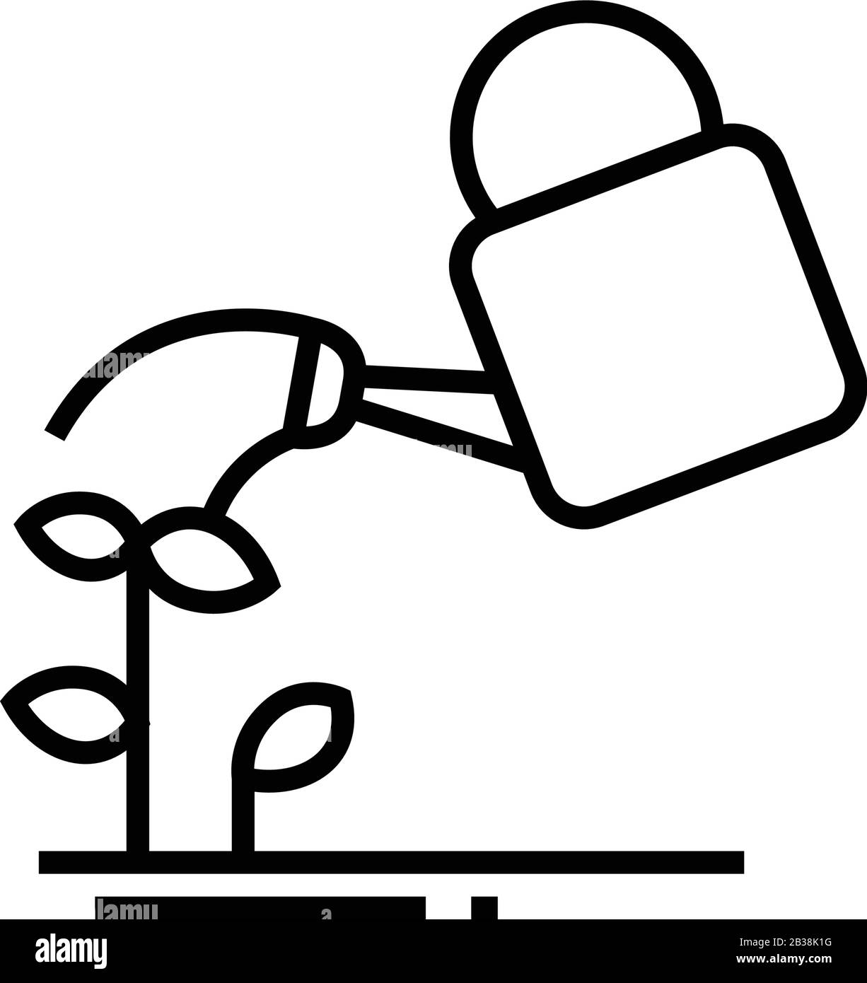 Watering flowers line icon, concept sign, outline vector illustration ...
