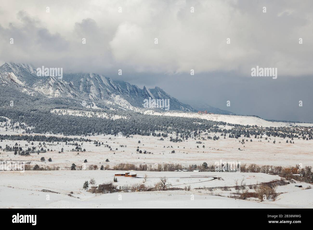 The Flatirons in snow outside Boulder, Colorado Stock Photo - Alamy