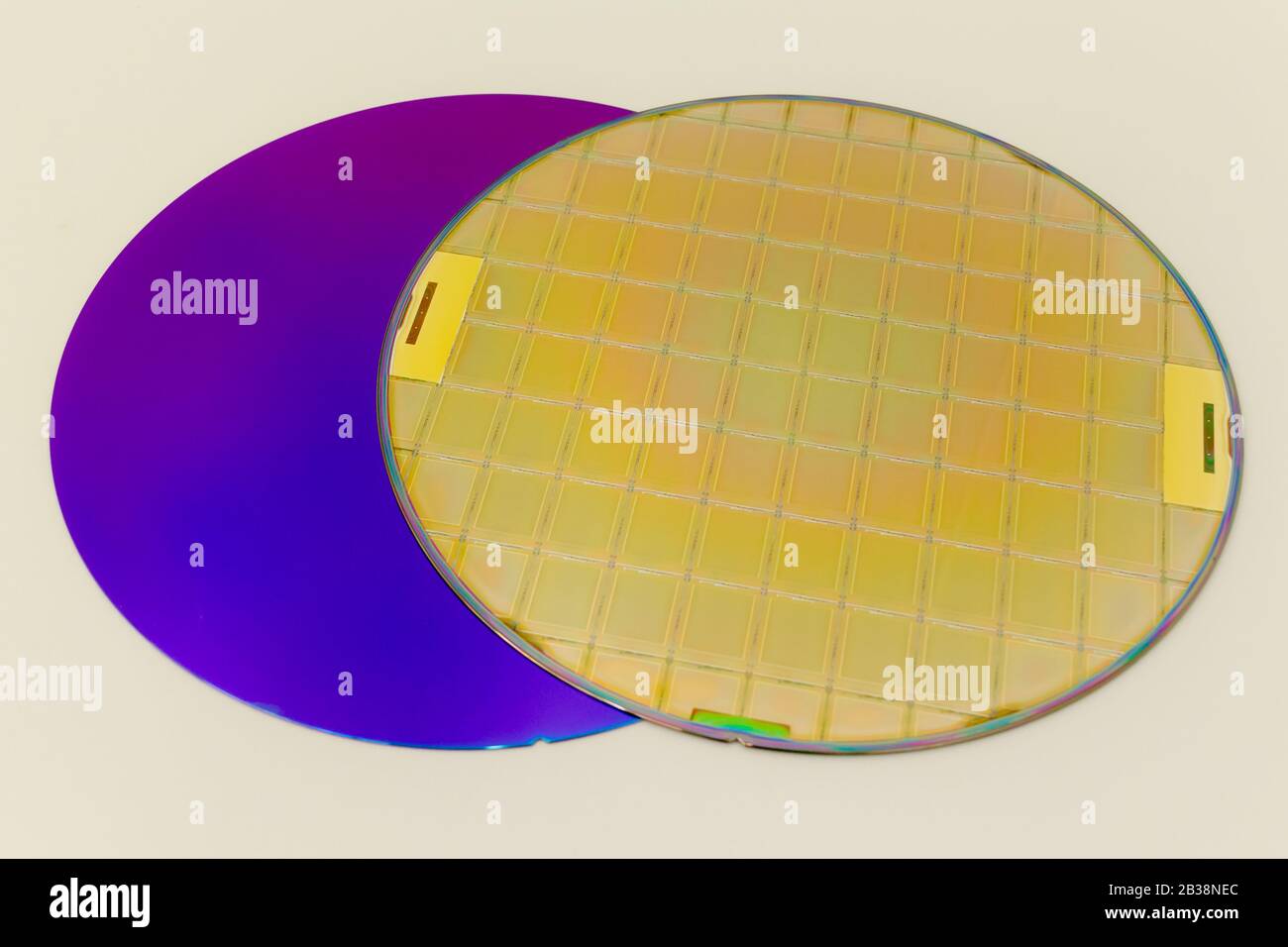 Silicon Wafers two types -empty grey wafer and gold wafes with ...