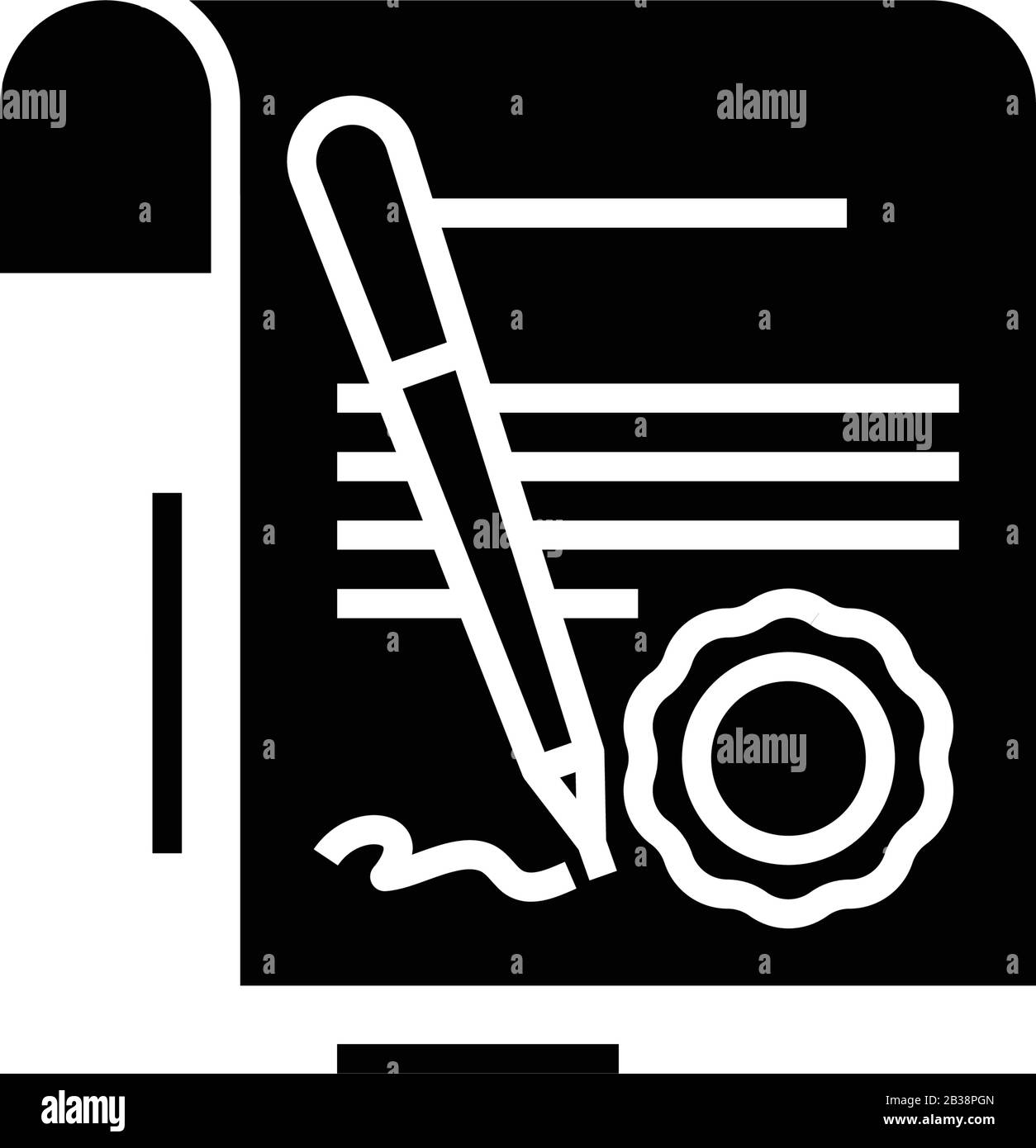 Official document black icon, concept illustration, vector flat symbol ...