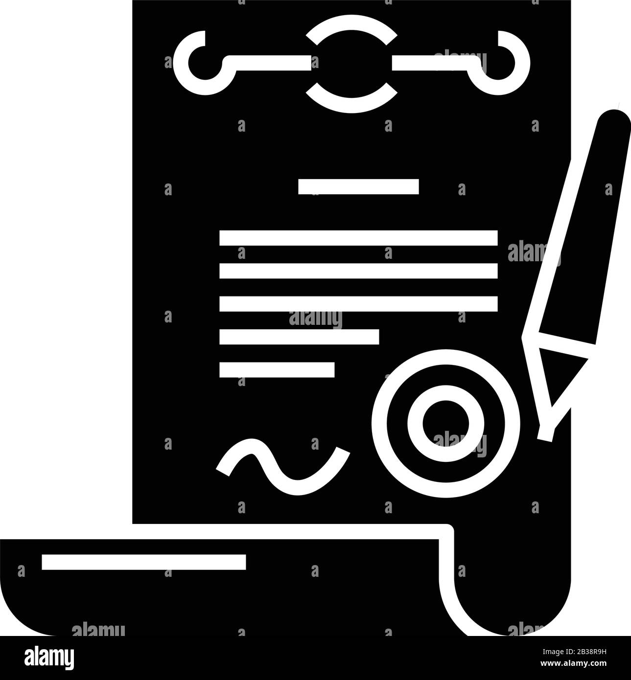 Official report black icon, concept illustration, vector flat symbol ...