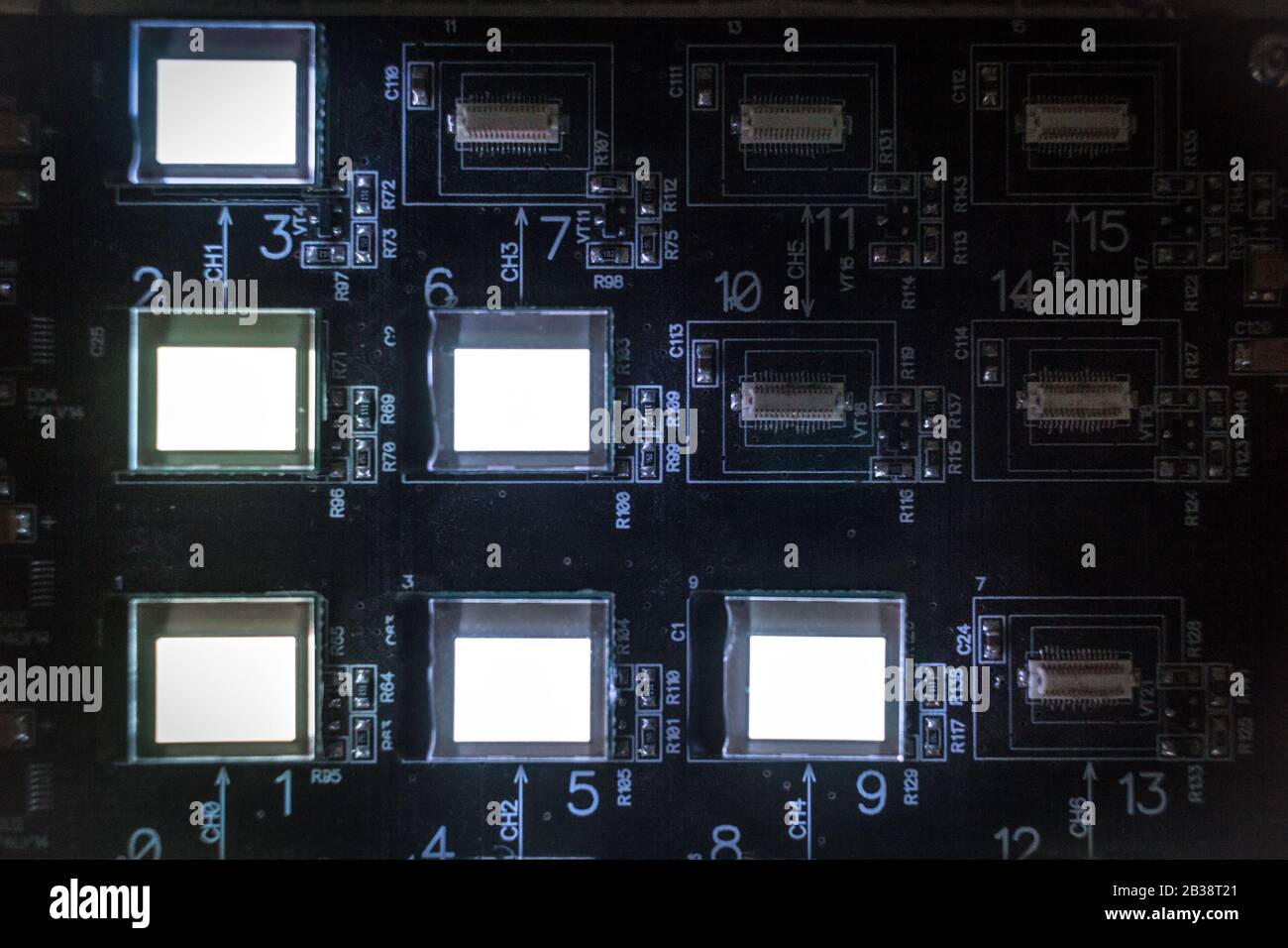 The process of checking several oled displays on the test station ...