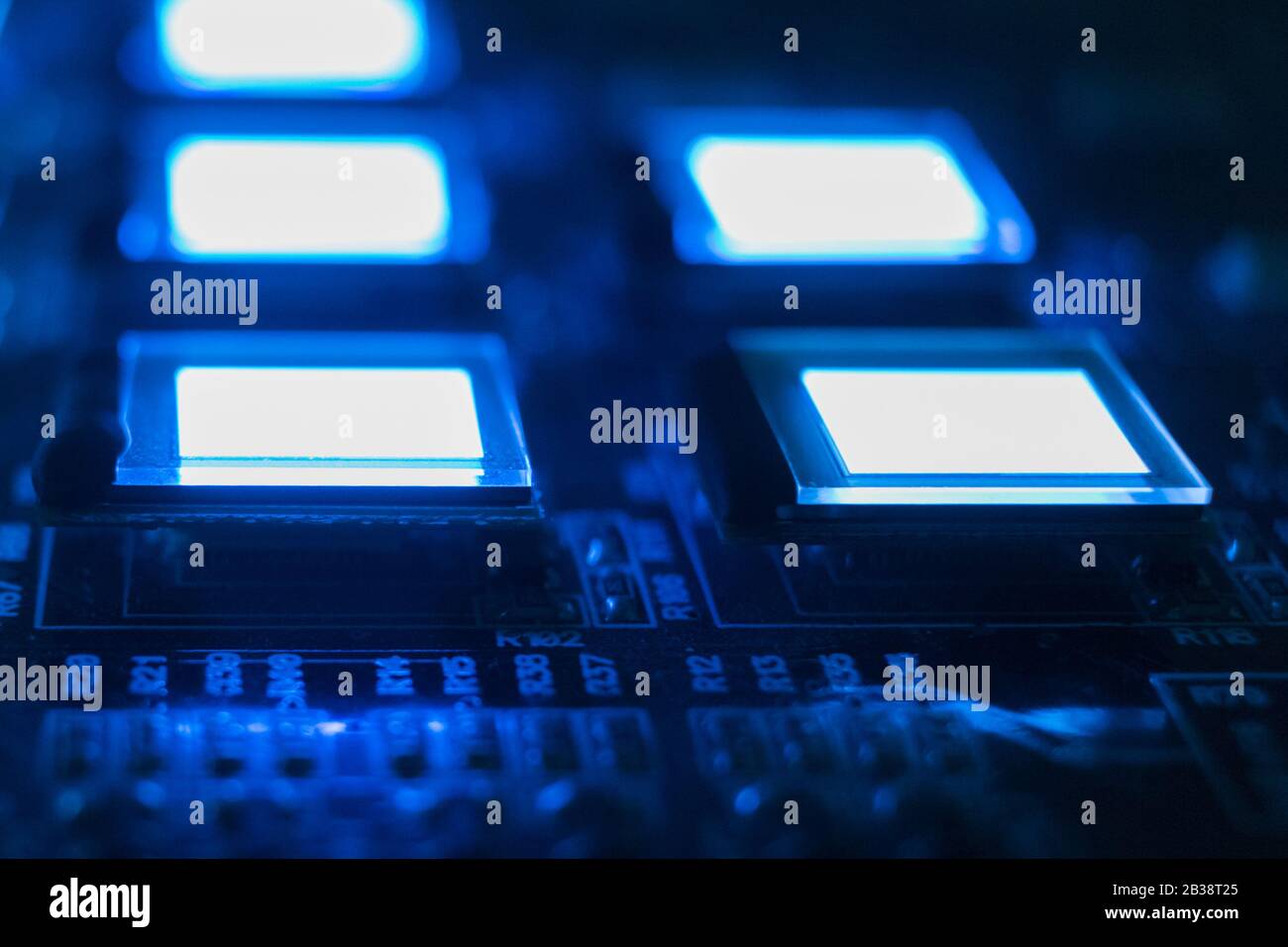 The process of checking several oled displays on the test station ...
