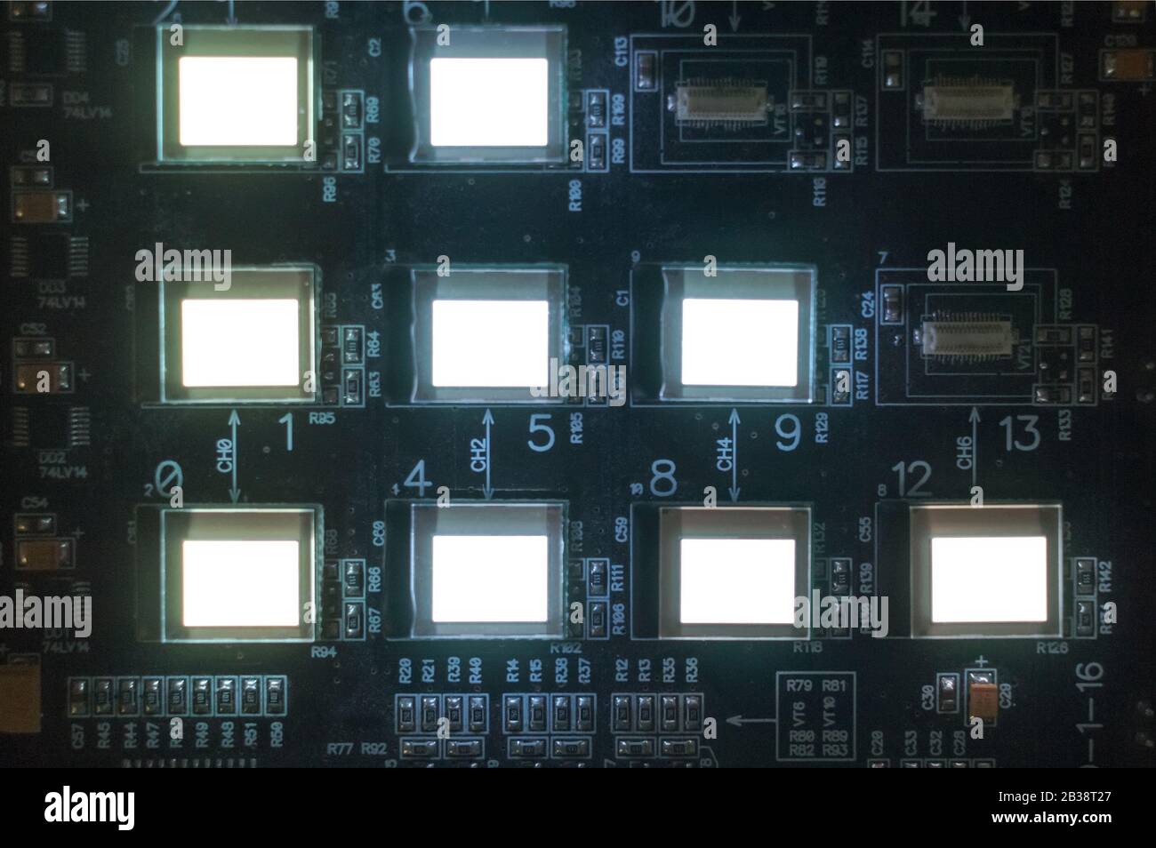 The process of checking several oled displays on the test station ...